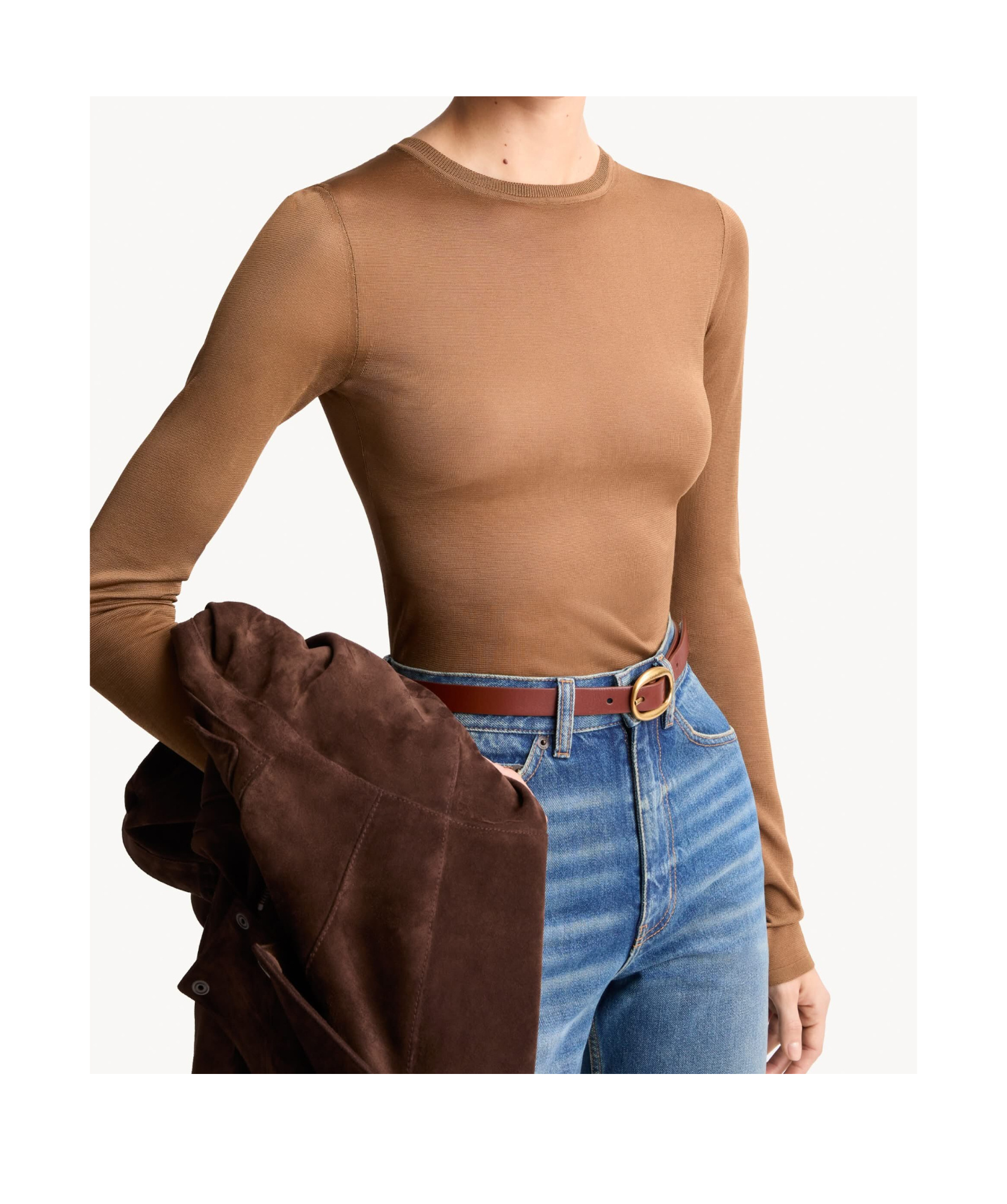 SAINT LAURENT Saint Laurent Long-Sleeved Sheer Top with Square Metal Accents